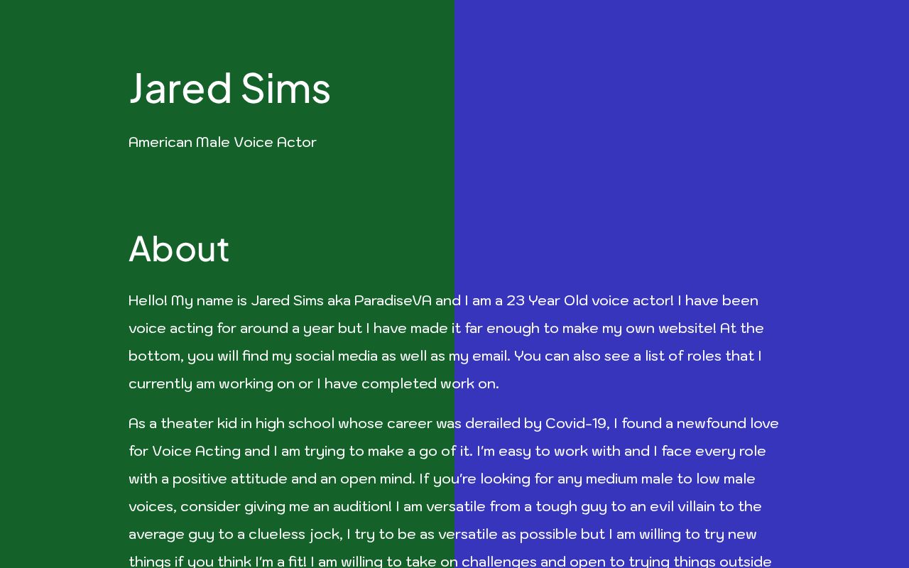 Jared Sims AKA ParadiseVA's Official Website